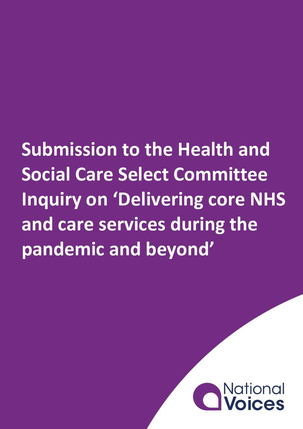 Submission to the Health and Social Care Select Committee Inquiry on ...